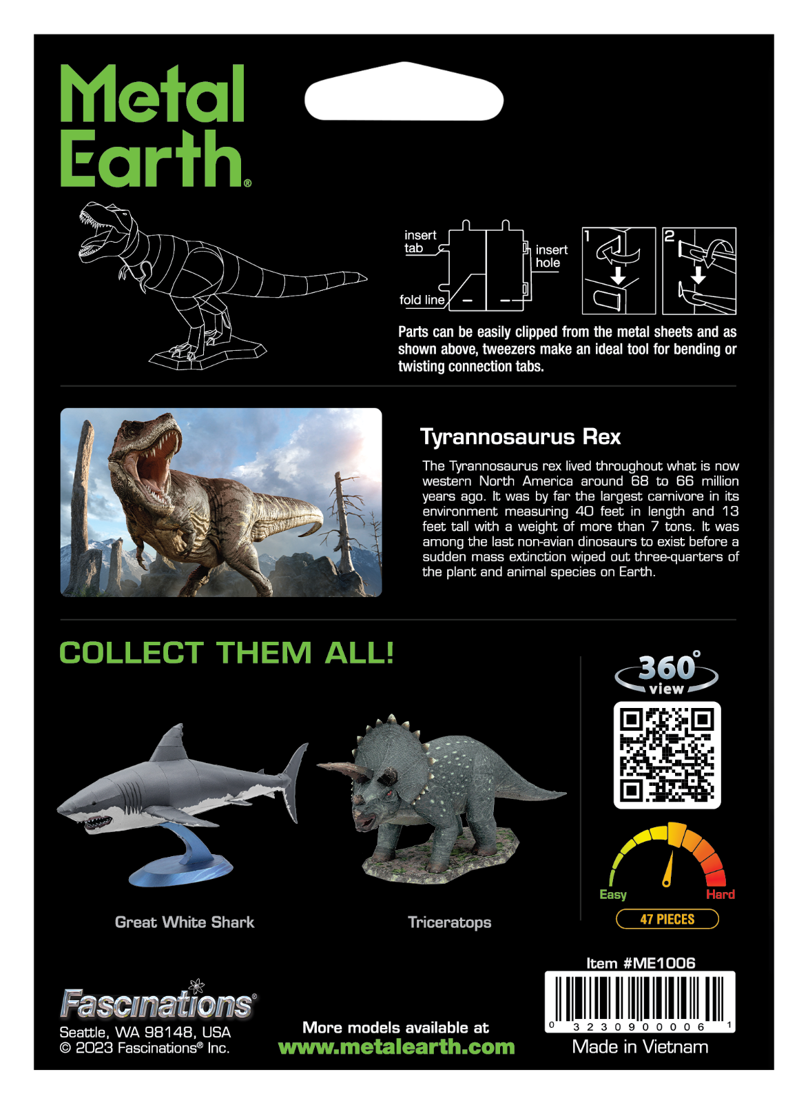 Fascinations Metal Earth TYRANNOSAURUS REX & TRICERATOPS Dinosaurs 3D ...