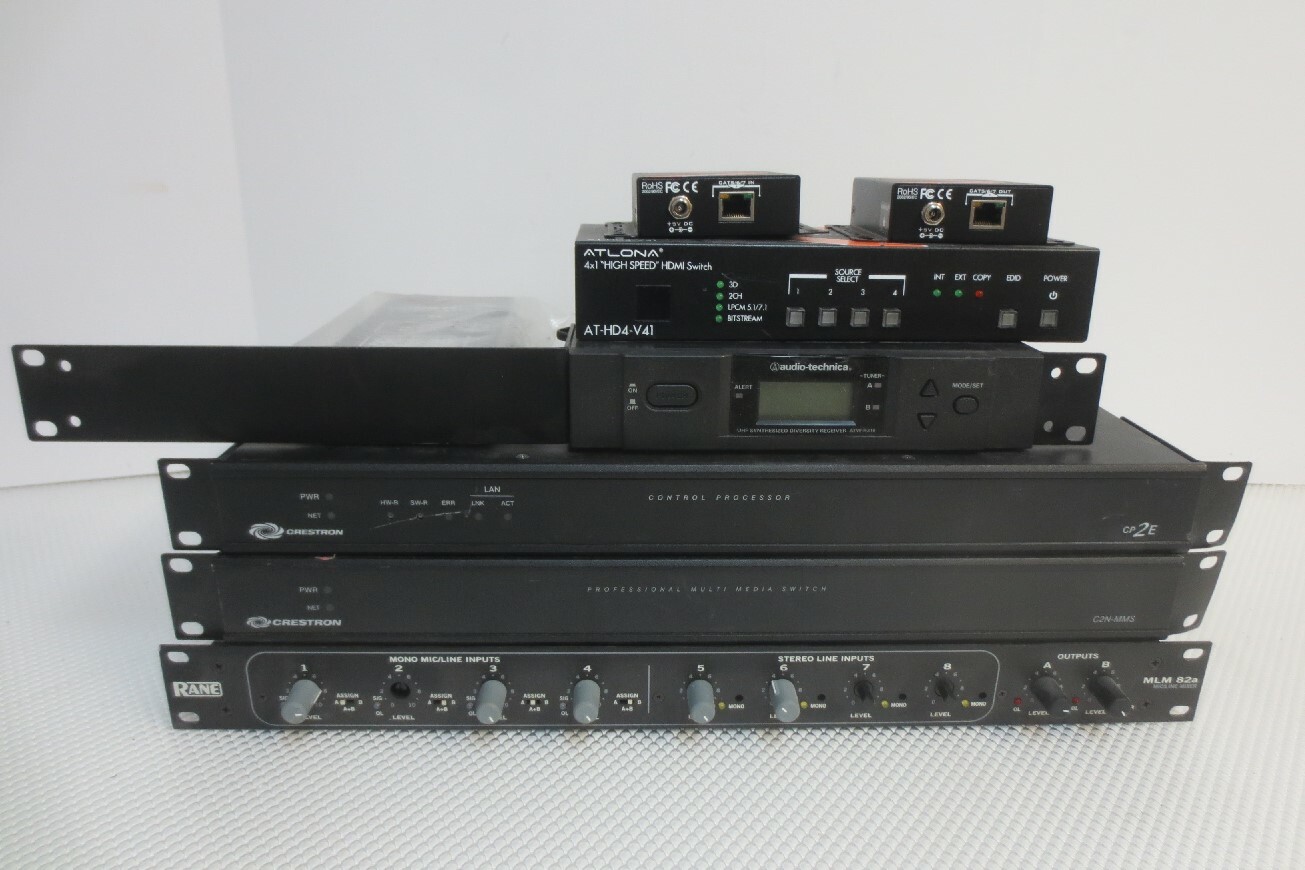 Lot of Crestron CP2E Controller C2N-MMS RANE Mixer Atlona HDMI ...