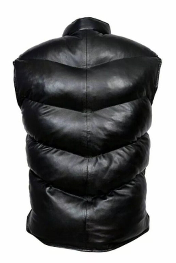 MEN'S GENUINE LAMBSKIN LEATHER BUBBLE PUFFER VEST BLACK & TAN SIZE XXS ...