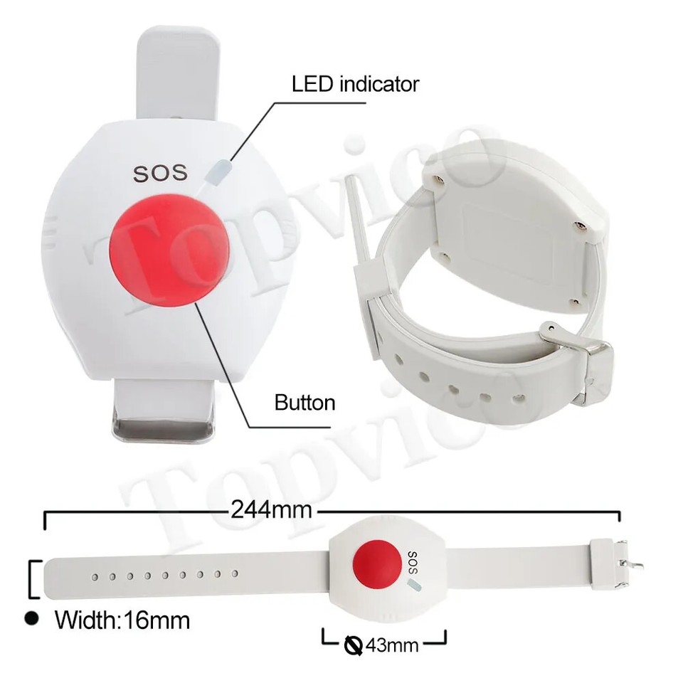 WIFI Panic Button for Elderly Alarm SOS Bracelet Watch Fall Alert Call ...