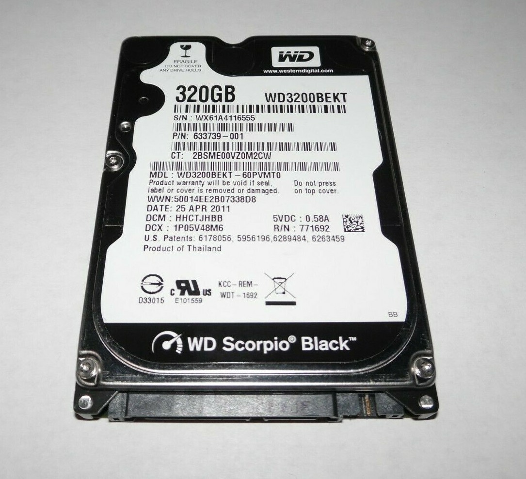 Western Digital WD Scorpio Black 320GB SATA WD3200BEKT-60PVMT0 HHCTJHBB ...