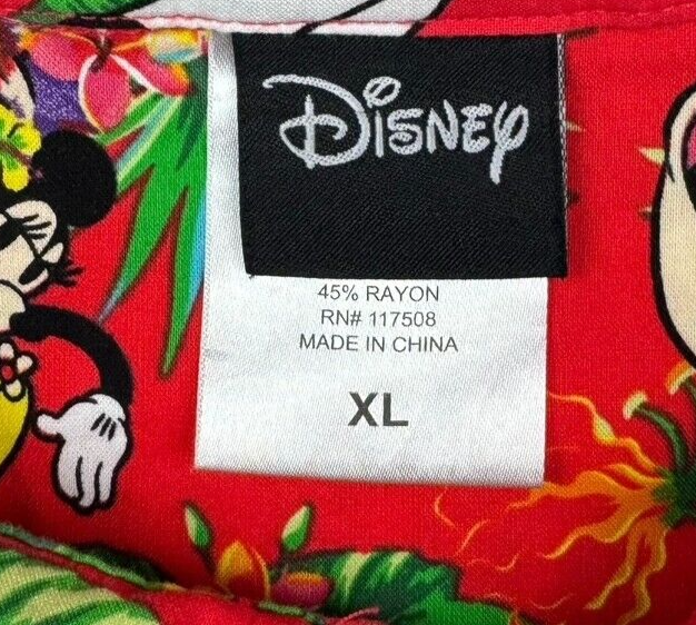 Disney Men's Mickey Minnie Mouse Hawaiian Button Shirt Red • XL | eBay