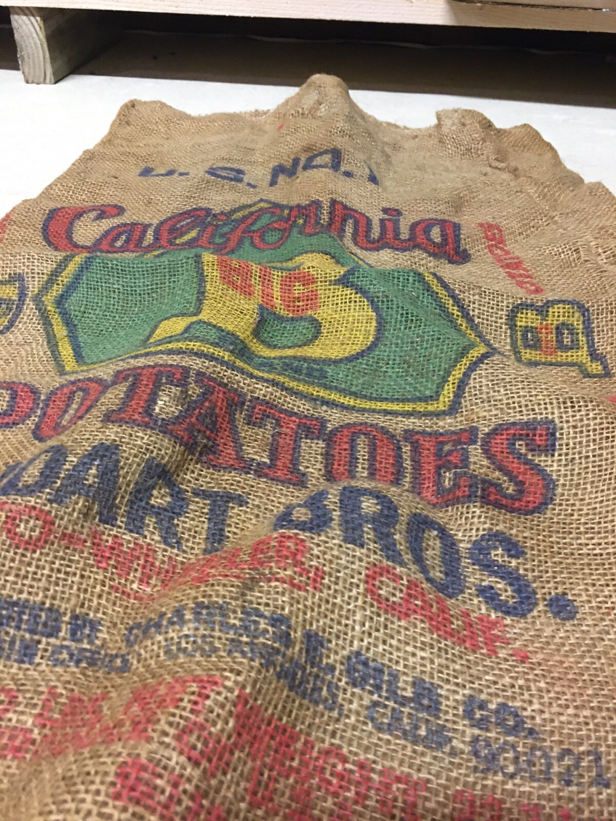 Vintage California Potatoes Big B Brand Bidart Bros. Burlap Sack Bag 50 ...