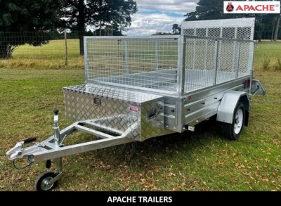 Ex Demo 8x4 Trailer with cage,Rear Ramp, Alloy Tool Box,Rear Props, 8X5 ...