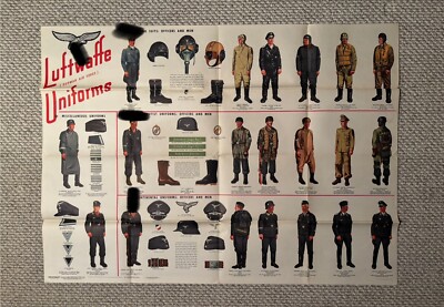 Original WWII Poster News Map German Luftwaffe Uniforms 35x47” | eBay