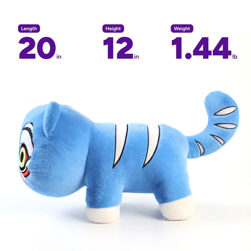 Derpy Blue Tiger Minhwa Plush Toy 20” Large Stuffed Animal Soft Pillow ...