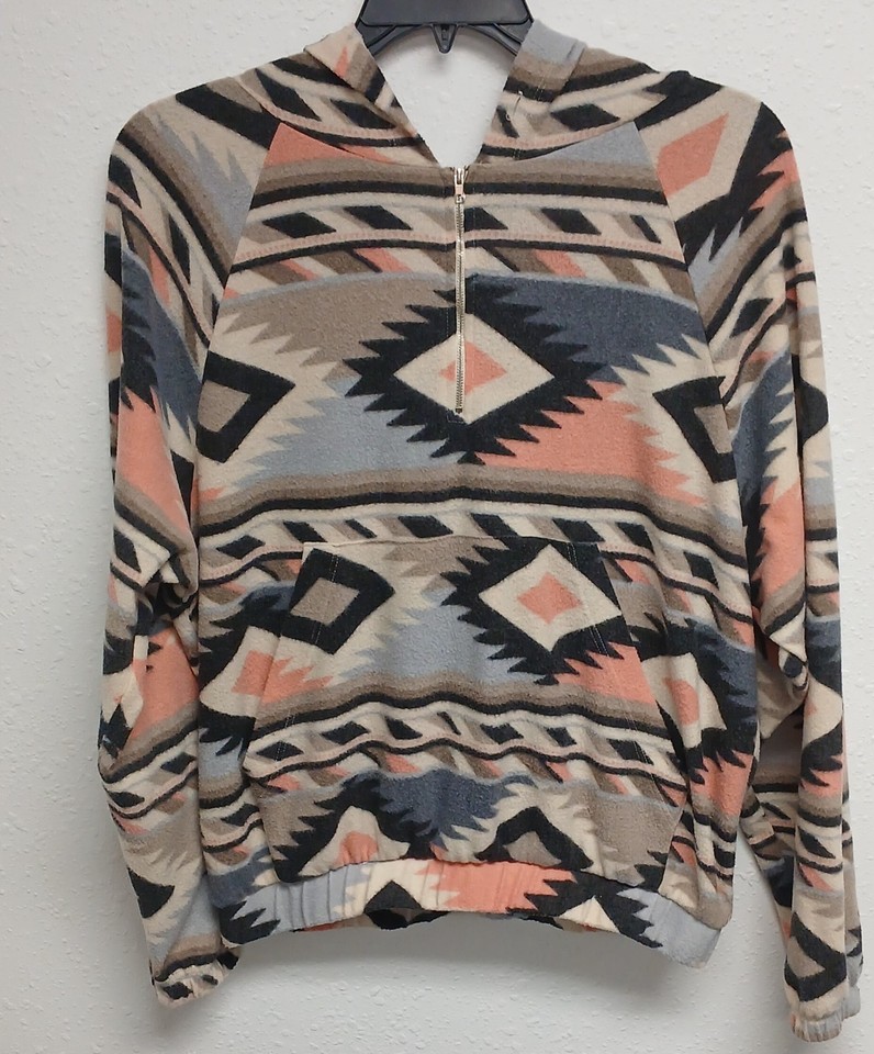 Aztec Tribal Womens Hoodie L Western Aztec Navajo Pastels SW Hooded ...