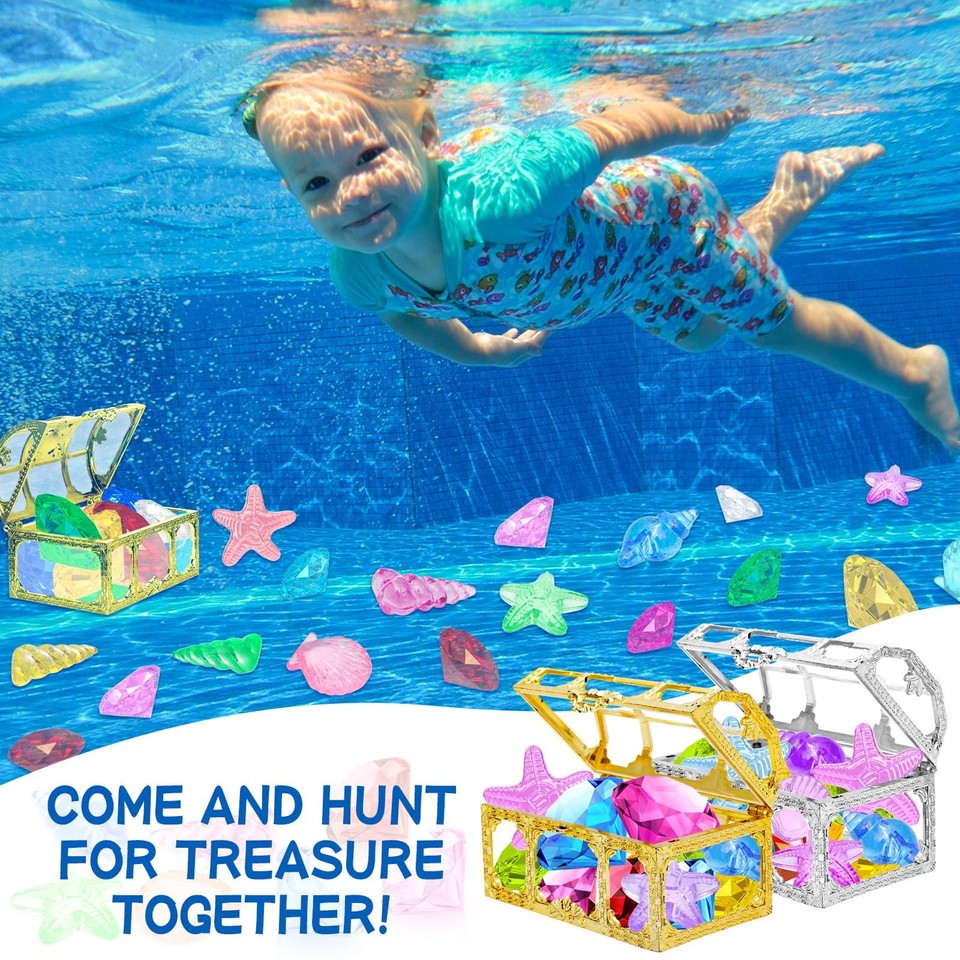 24pcs Diving Gems Pool Toys Colorful Diamonds with Pirate Treasure ...