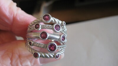 NICE JUDITH RIPKA STERLING SILVER GARNET RING, SZ 9 | eBay