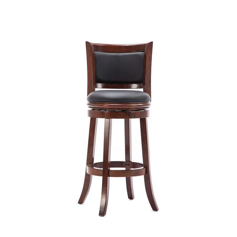 Boraam Wood Augusta Bar Height Swivel Bar Stool in Cherry Finish ...