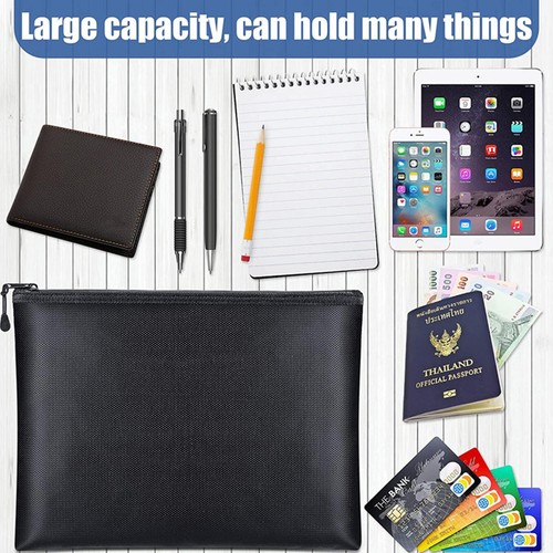 Fireproof Document Bag Waterproof Money Box Safe Cash File Folder ...