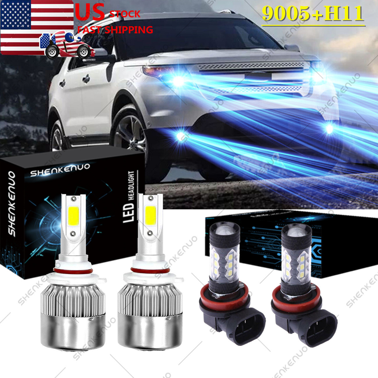 For Ford Explorer 2011-2015 - 4x Combo LED Headlight & Fog Light Bulbs ...