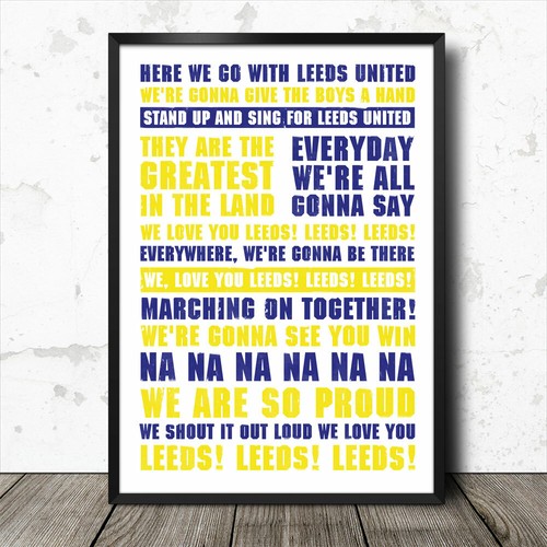 Leeds football song lyrics chant poster | eBay