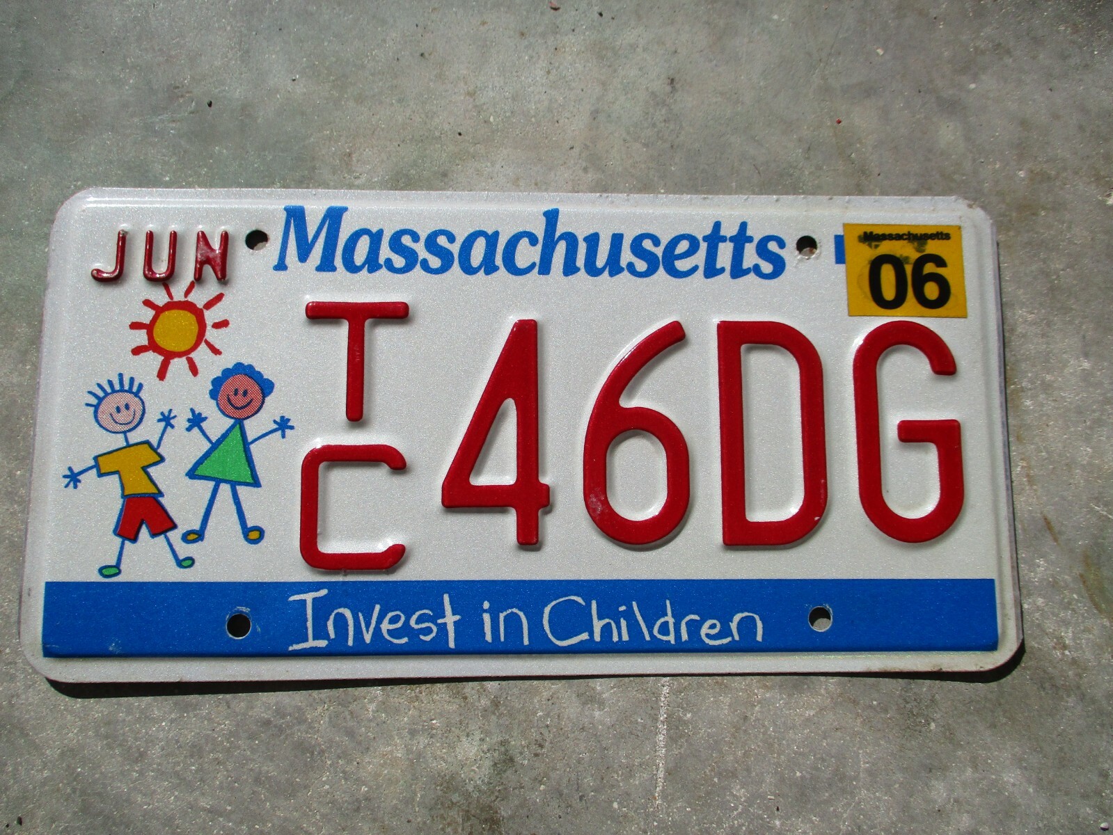 Massachusetts 2006 Invest in Children license plate # 46DG | eBay