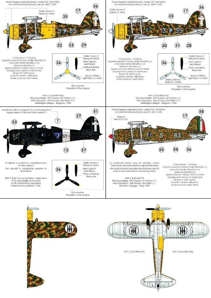 TM72/535 INSEGNE REGIA AERONAUTICA PER SM 79 - SM 81 - Cr 42 - decal a ...