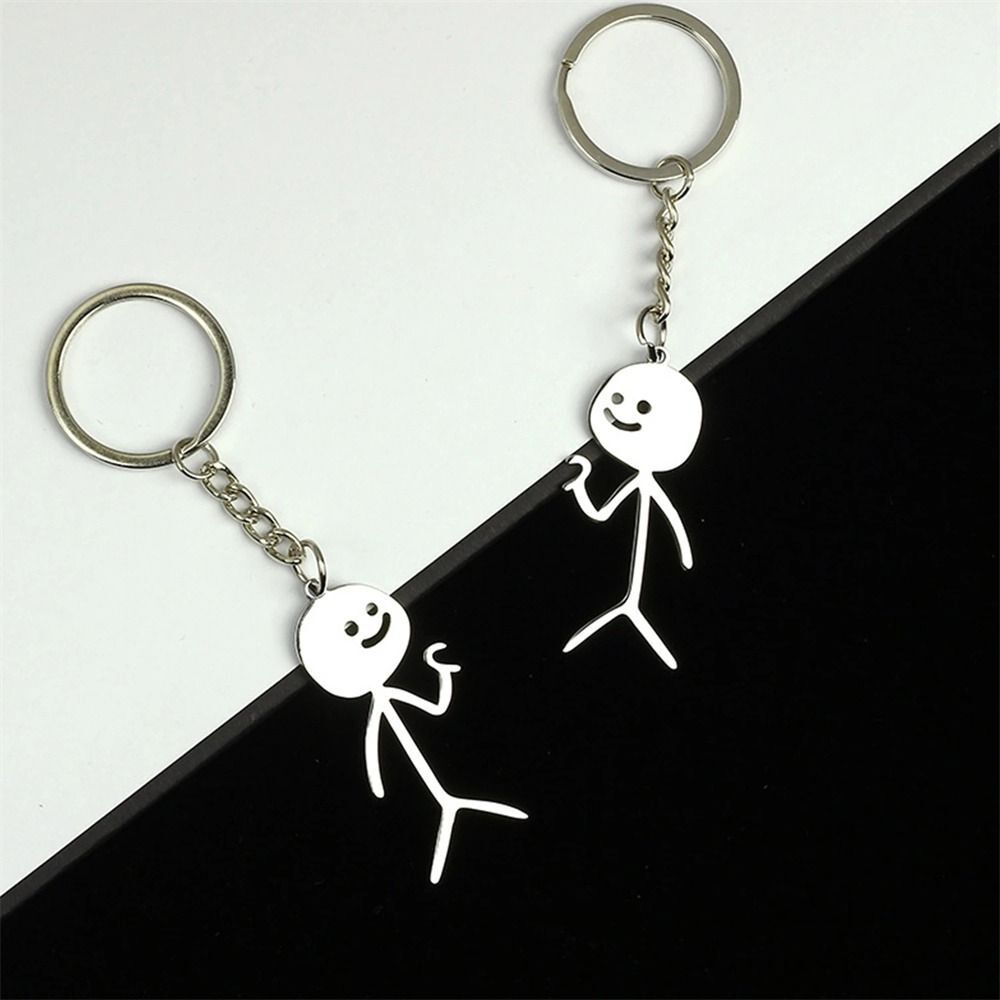 Than Heart Stickman Keychain Personality Match People Keyring Jewelry ...