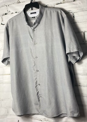 Interaffair Men's 4XL Navy Dot Print Short Sleeve Button Contrast Trim ...