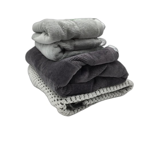 NEW Kirkton House 4pc Multi Grey Stripe & White Grid Cotton Bath Towels ...