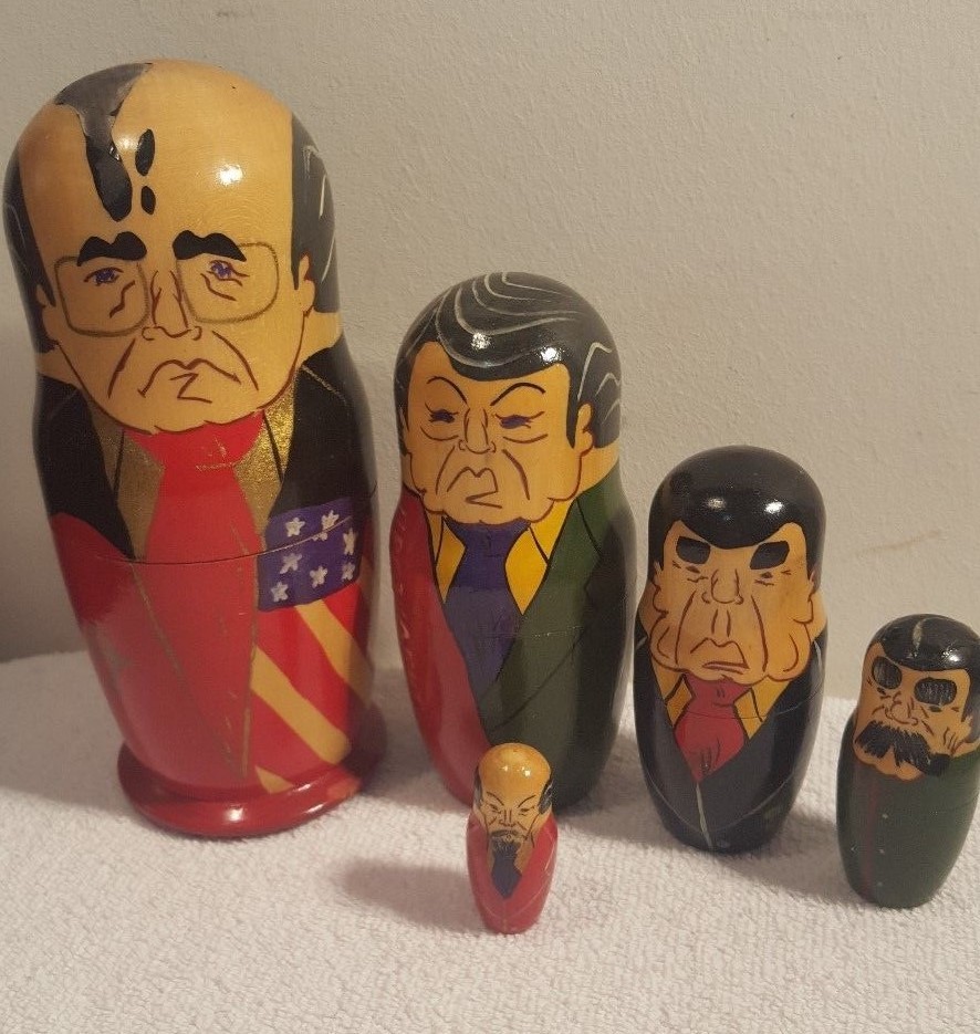 VTG Soviet Nesting Dolls Painted Wooden Communist Leaders Russian Five ...