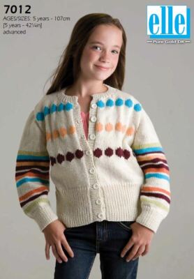 Elle - Cardigan Wool Yarn Knitting Pattern 8Ply DK 7012 | eBay