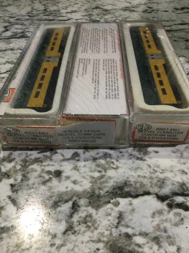 Con-cor N Scale 3 pack Bilevel Comm Cars CNW #0001-440103 | eBay
