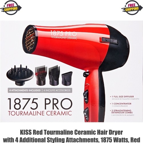 KISS Red Tourmaline Ceramic Hair Dryer with 4 Additional Styling | eBay