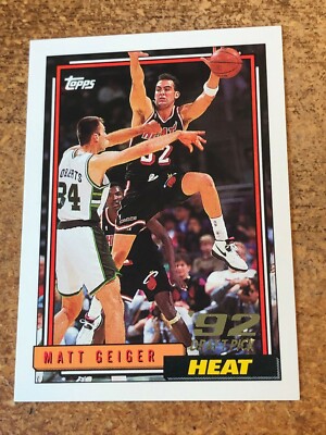 1992-93 Topps Basketball # 322 1992 Draft Pick Matt Geiger RC | eBay
