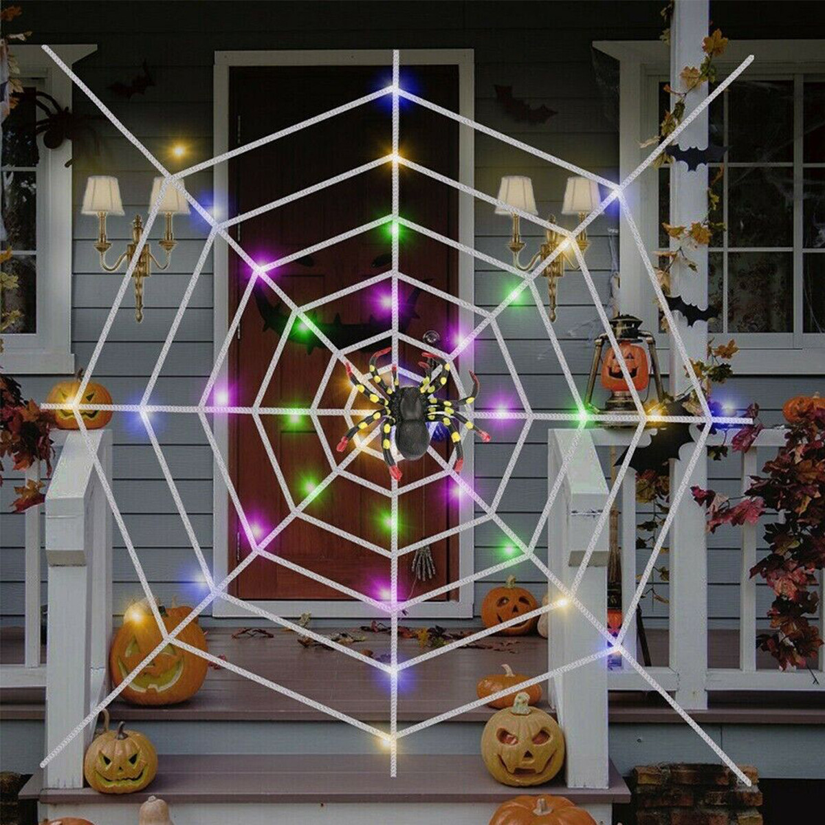 Halloween LED Giant Spider Web Large Cobweb Party Haunted House ...
