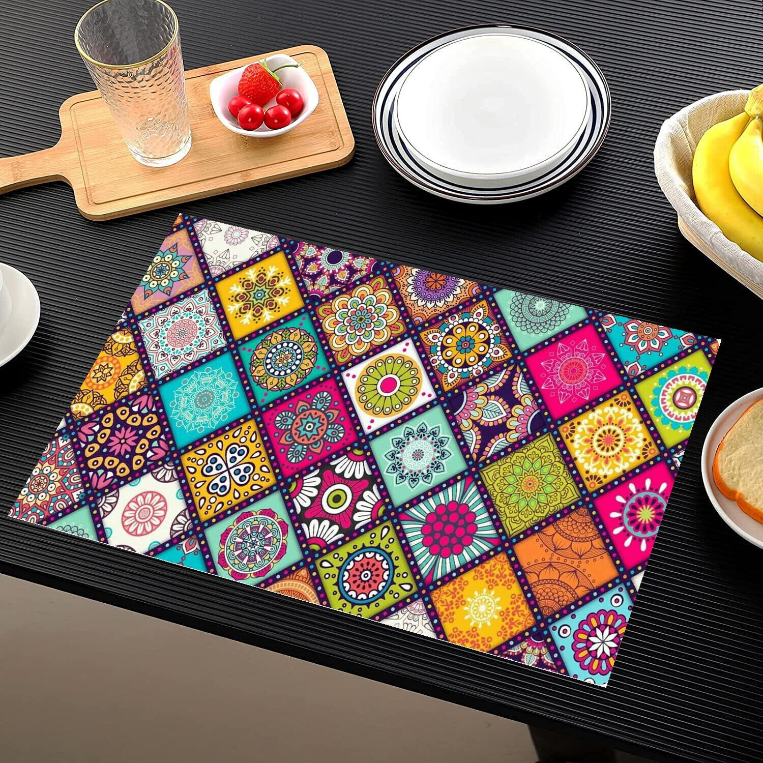 Plastic Placemat Set of 6, Black (45 X 30 cm, Multi Color) | eBay