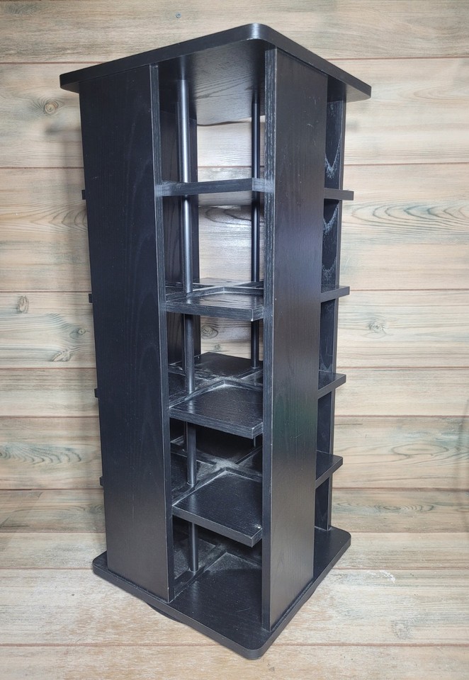 Case Logic Wood Rotating Spinning CD Holder Carousel Storage Rack Tower ...