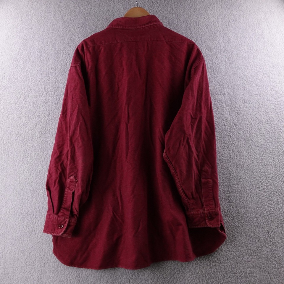 Vintage LL Bean Chamois Mens XXL Burgundy Long Sleeve Pocket Button Up ...