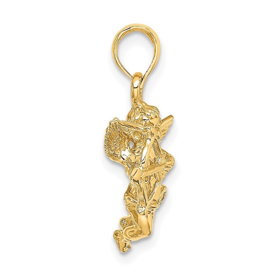 14k Yellow Gold Cupid w/Bow and Arrow Charm Pendant Gift For Women 2 ...