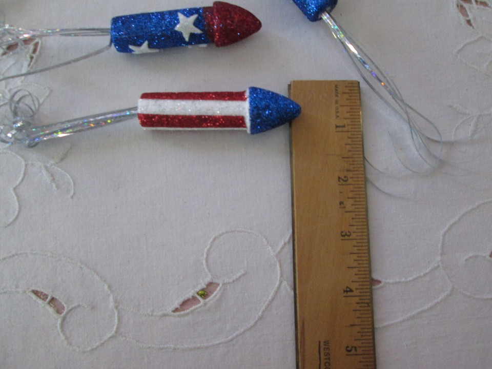 6 pc. Patriotic Firecracker Rockets Glitter Table Decor 5-6" - 4th of ...