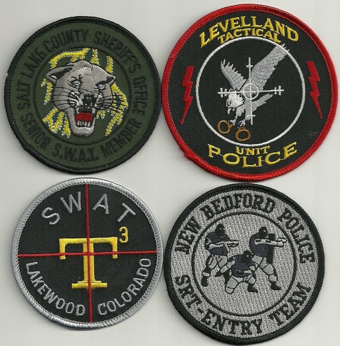 SET Nr. 01: 4 Stück SWAT SEK USA Police Patches Polizei Stoffabzeichen ...