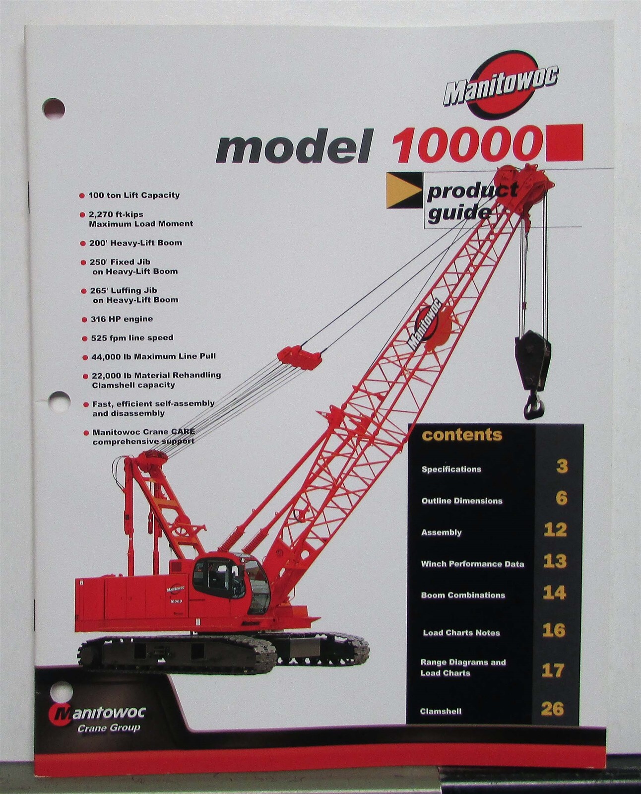 2005 Manitowoc 10000 Crane Specifications Construction Product Guide | eBay