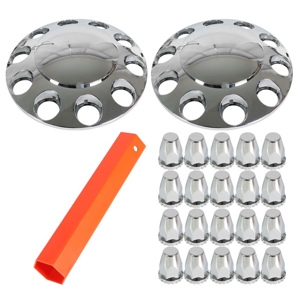 Wheel Axle Hub Cover Kit Semi Truck Wheel Front 33mm Nut Covers Set 2 ...