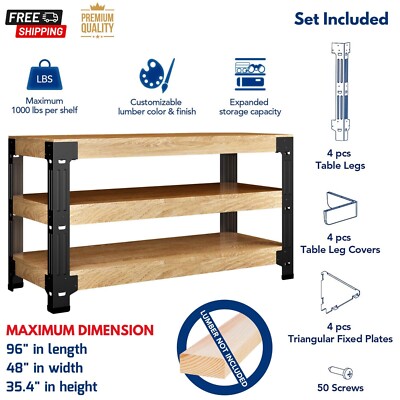 Steel Workbench Leg Kit for Garage Storage Shelving Frame Table Custom ...