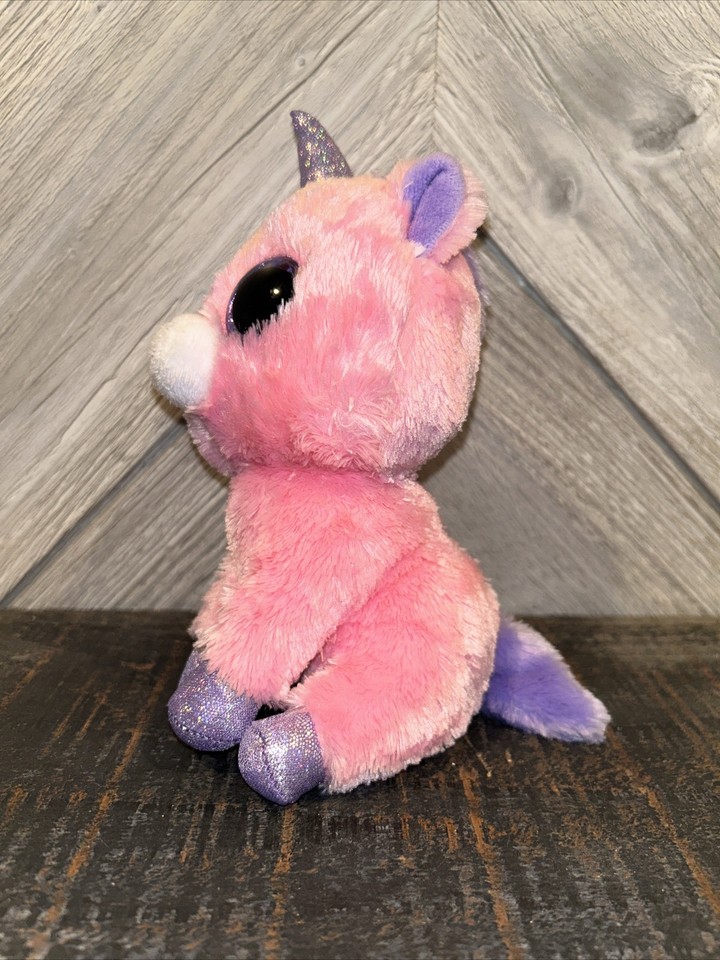 RARE & RETIRED TY BABY BEANIE BOOS~MAGIC THE PINK UNICORN 6"~GLITTERY ...