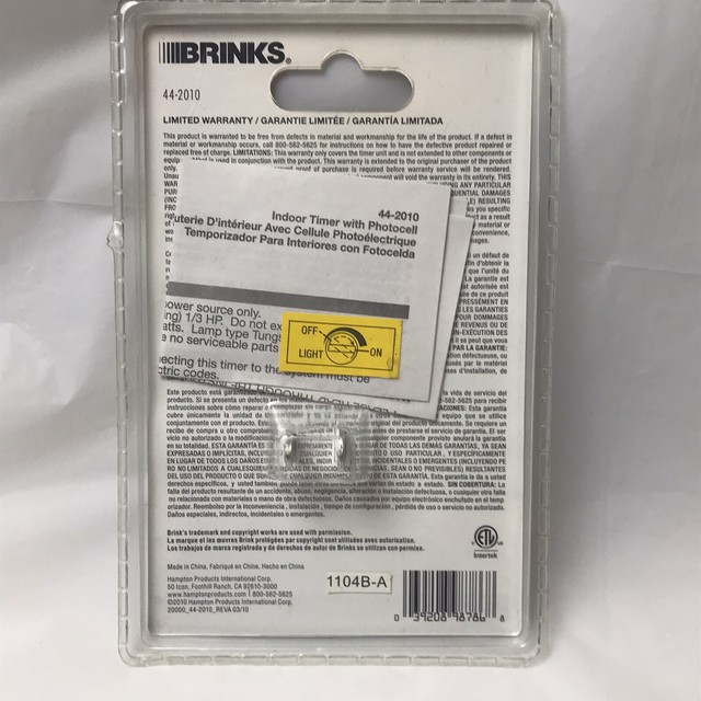Brinks 44-2010 Indoor Digital Timer With Photocell for sale online | eBay