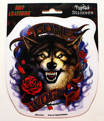 LONE WOLF Sticker Hot Leathers Windshield tank Decal Roses 4 1/2" W by ...