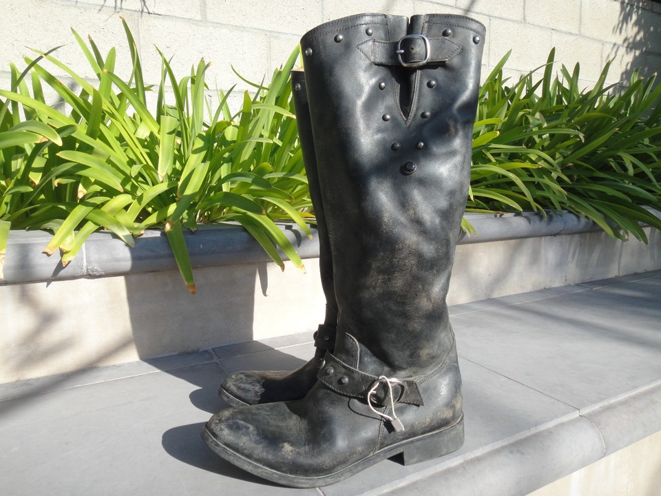 Golden Goose Deluxe Brand KATE MOTO Distressed Studded Boot EUR37 Black ...