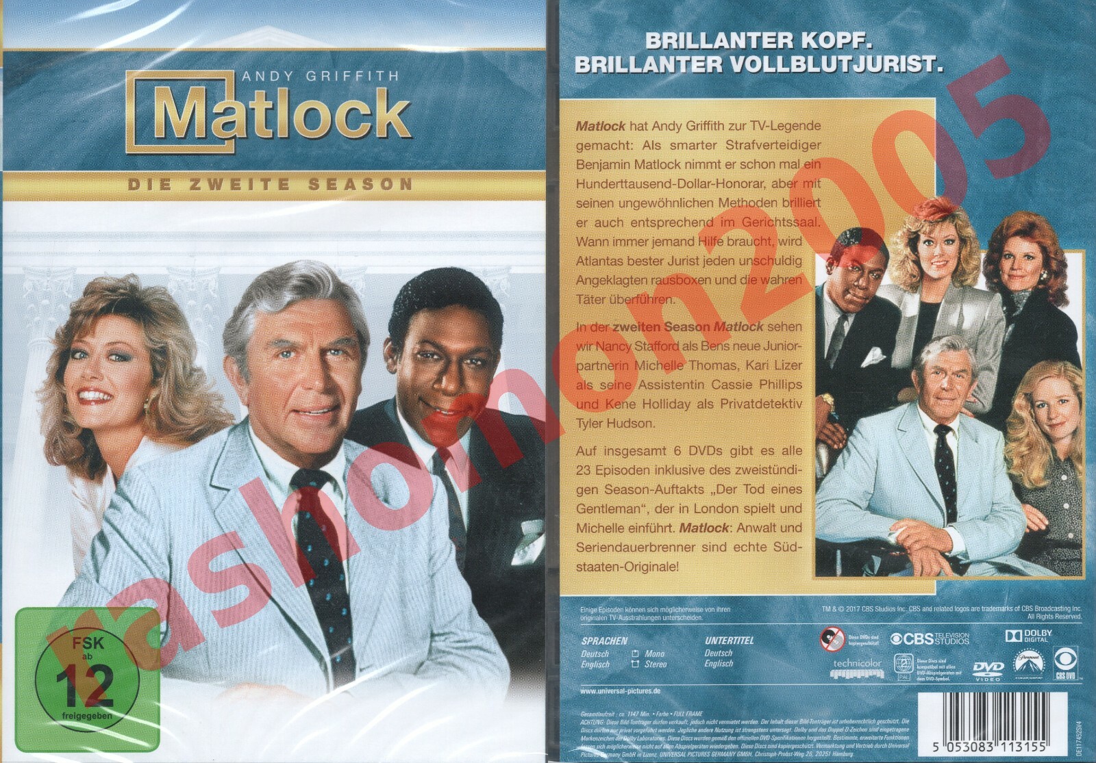 DVD MATLOCK TV SERIES SEASON 2 TWO Andy Griffith Nancy Stafford Region ...