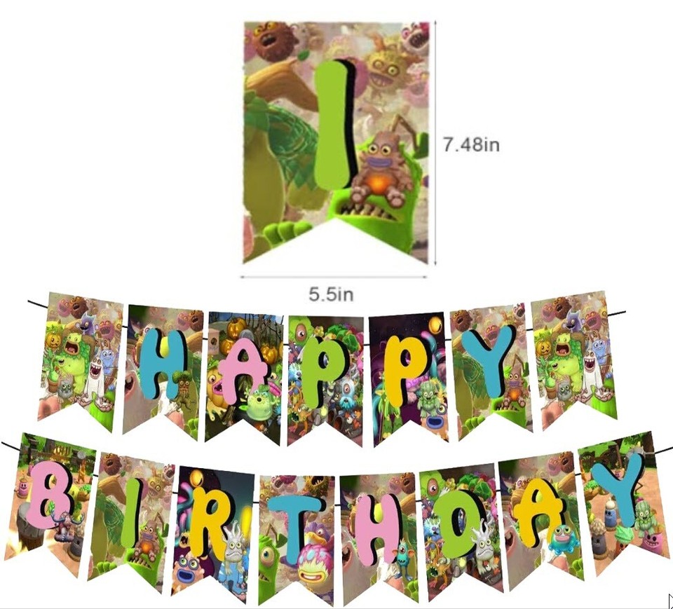 SINGING MONSTERS plate cup birthday party supplies favor centerpiece ...