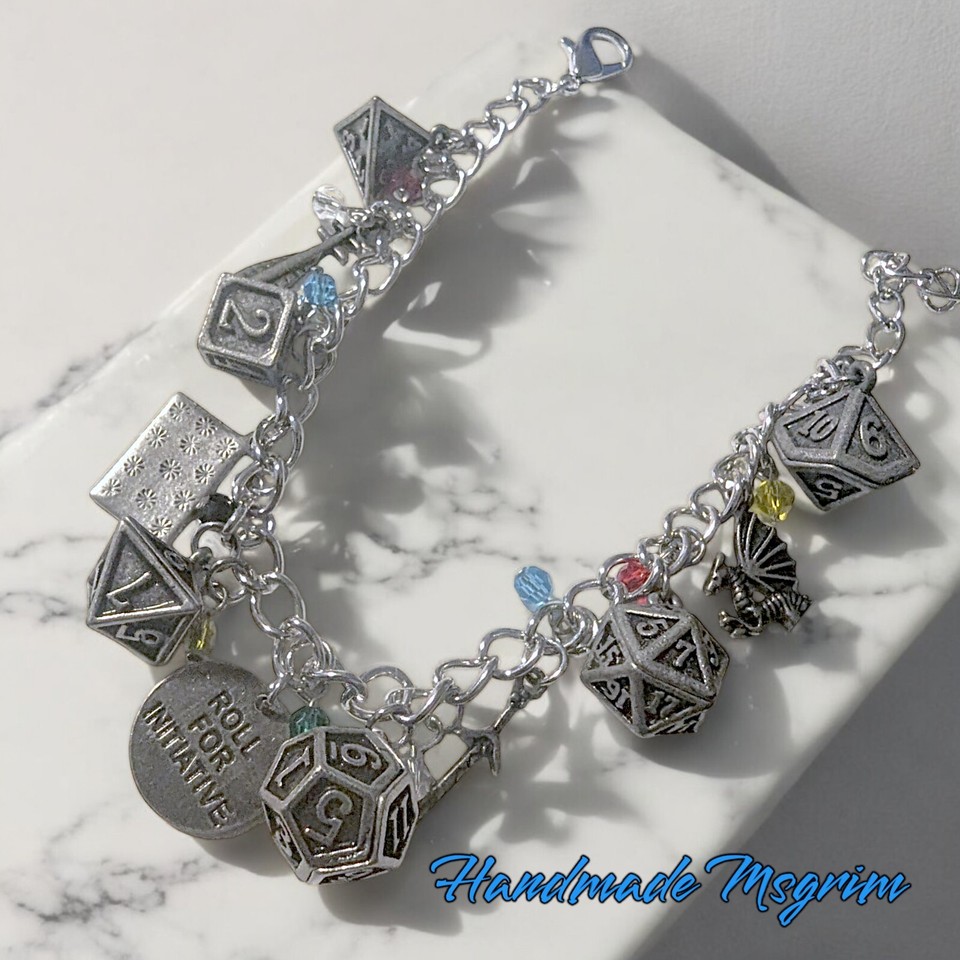 DnD Charm Bracelet Dungeons Dragons Jewelry Handmade Dice Jewelry | eBay
