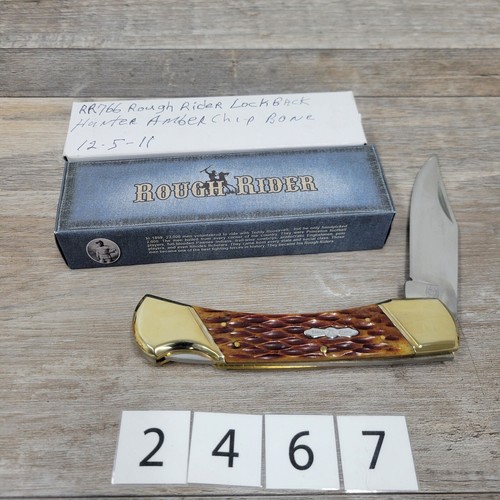 Rough Rider Jigged Bone Handles Lockback Pocket Knife RR766 Amber ...