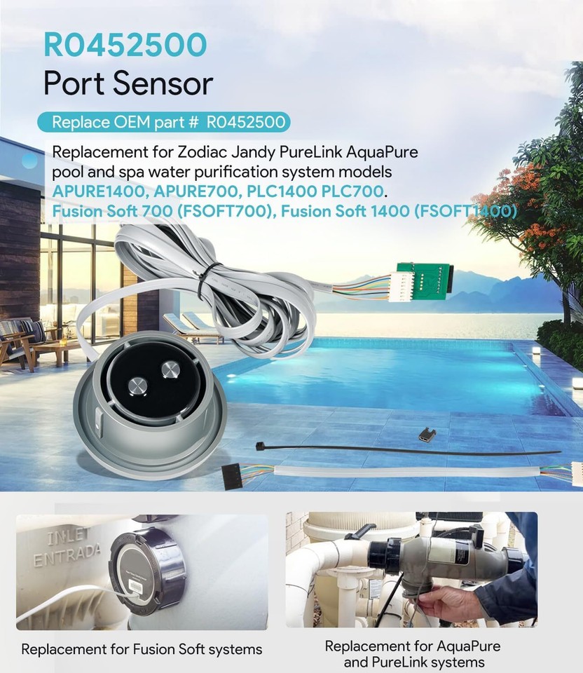 R0452500 16ft Port Sensor for Zodiac Jandy PureLink AquaPure Water ...