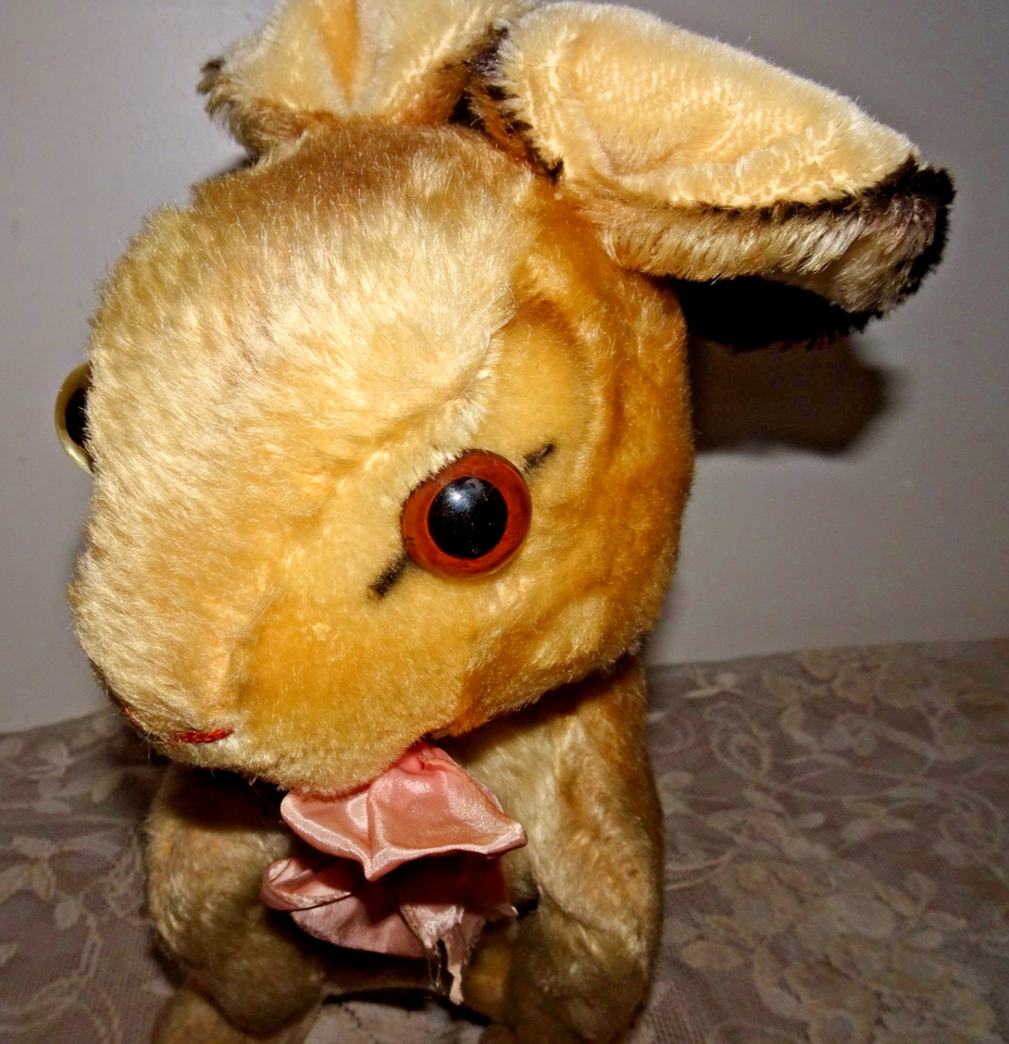 1960 Steiff EASTER Bunny Rabbit Rare Mohair 13.5" Jointed Head Button ...