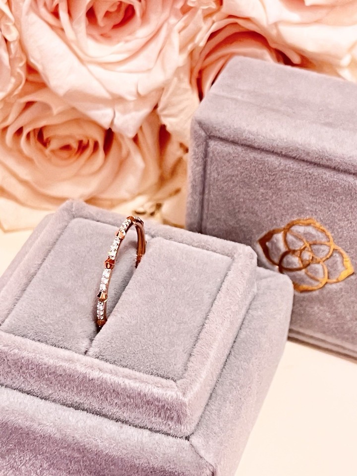 Kendra Scott Astrid Diamond 14k Rose Gold Ring Size 8 New | eBay