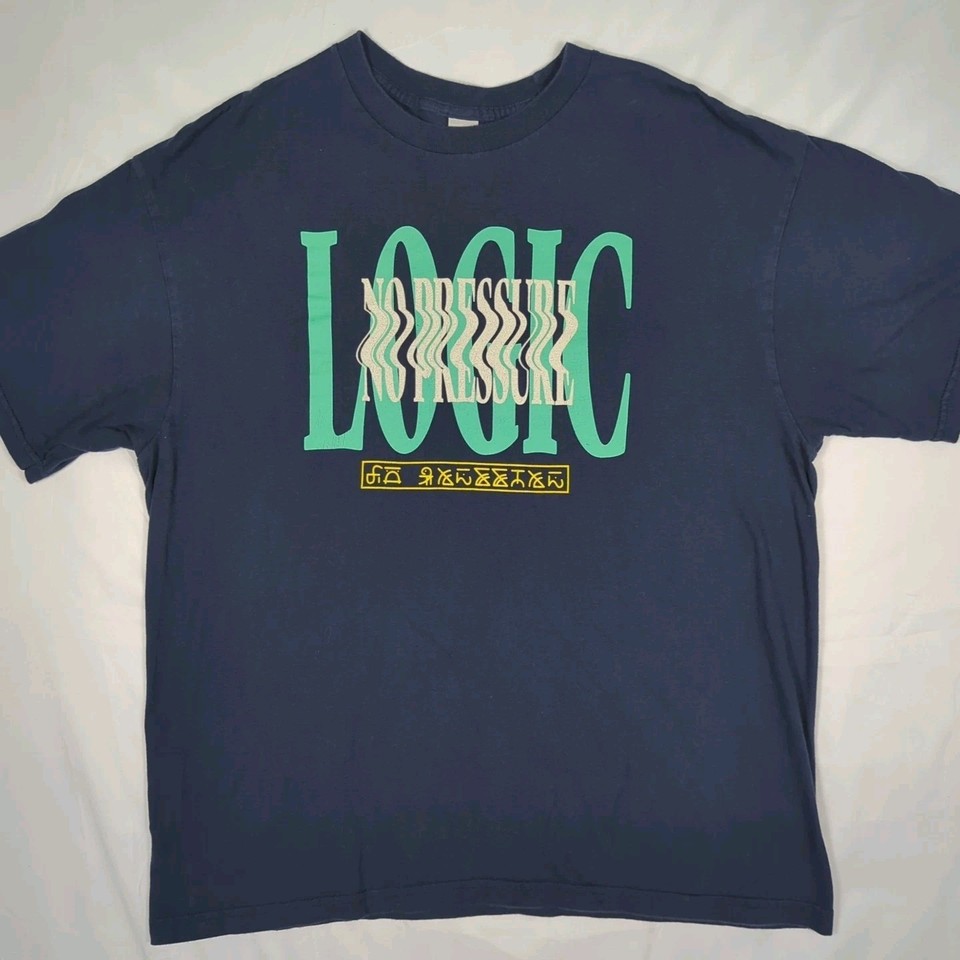 LOGIC NO PRESSURE Gildan Blue Graphic T-SHIRT Rap Hip Hop Concert Tour ...