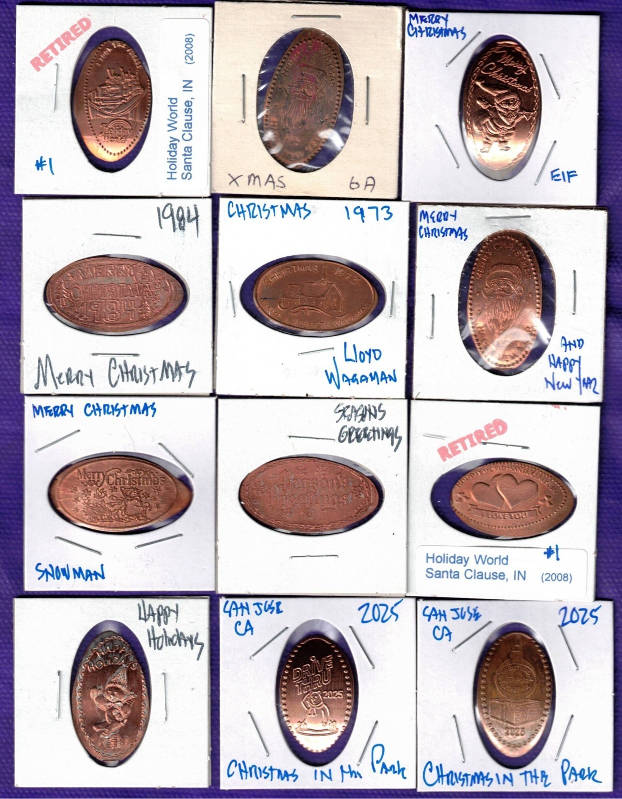 CHRISTMAS SEASON & HOLIDAY LEFTOVERS Elongated Pressed Penny Cent Lot ...